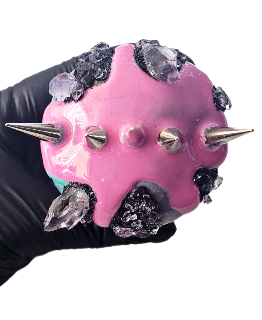 Pink & Spikes – Cat Machine Crystal Galaxy